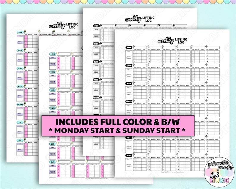 Weekly Lifting Log | Weightlifting Workout Journal | Printable Exercise ...