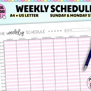 Weekly Planner Printable, Pink | Class Schedule Template | Weekly ...
