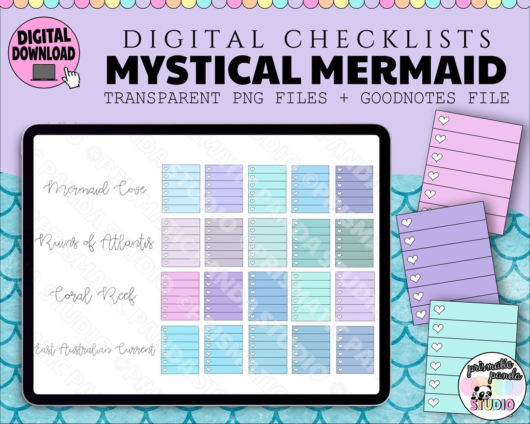 Mystical Mermaid Digital Checklists Digital To-Do Lists - Etsy España