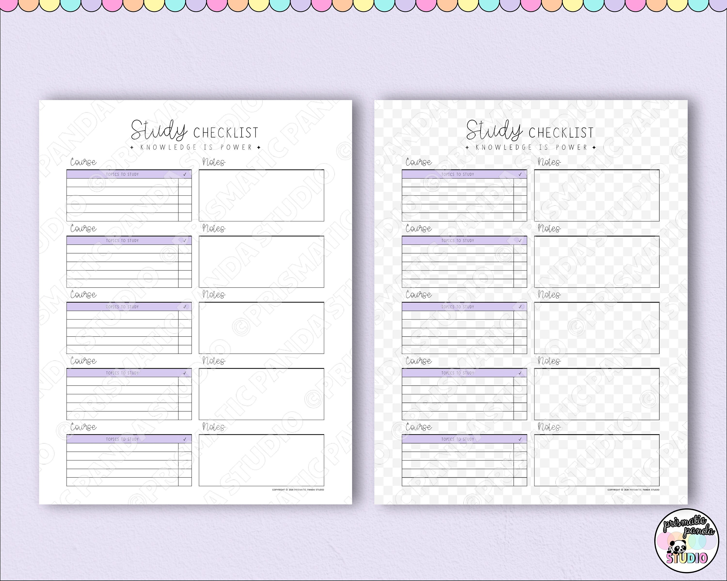 Digital Planner Study Checklist Insert | Academic Planner Insert ...