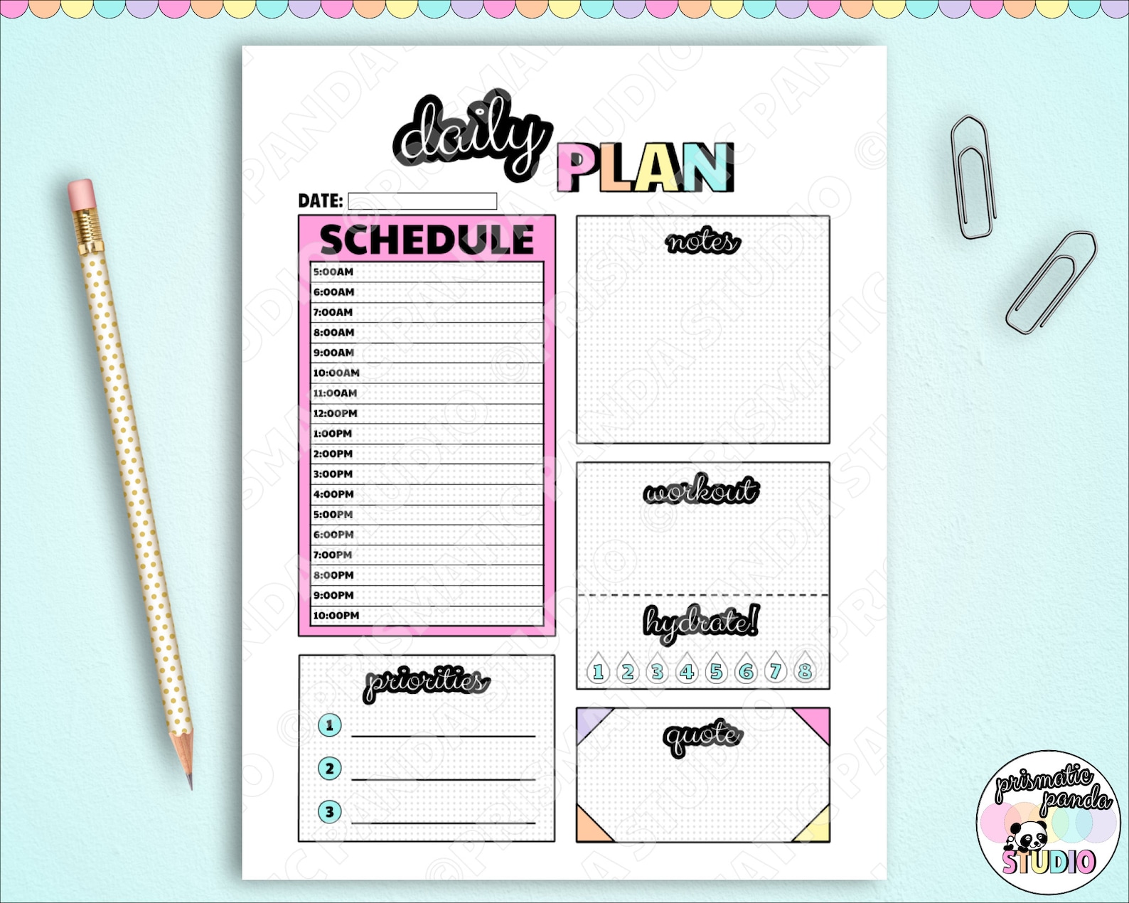 Daily Planner Printable Hourly Timetable Daily Schedule Printable ...