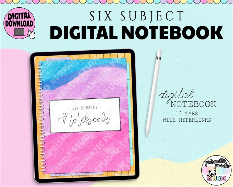 Digital Notebook 6 Subject Goodnotes Hyperlinked Journal - Etsy