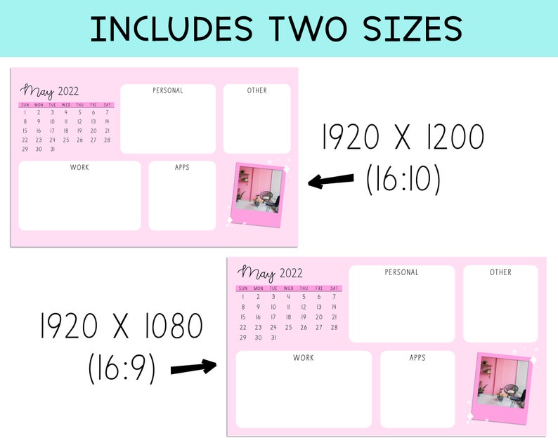 Pink Desktop Organizer Wallpapers Monthly Calendar 2022 Desktop ...