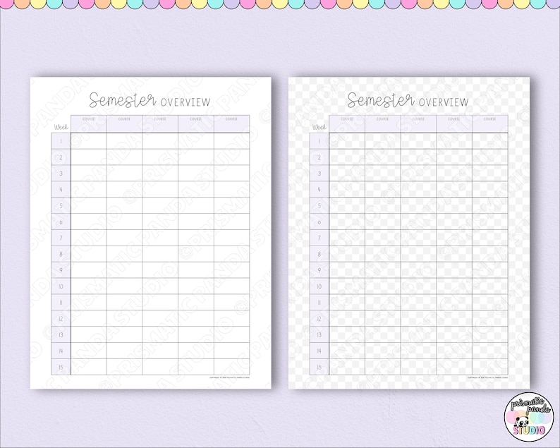 Semester Overview Template Digital Planner Academic Insert - Etsy