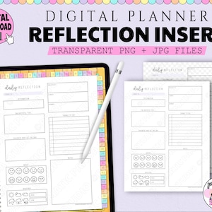 Daily Reflection Digital Planner Insert | Gratitude Journal Template ...