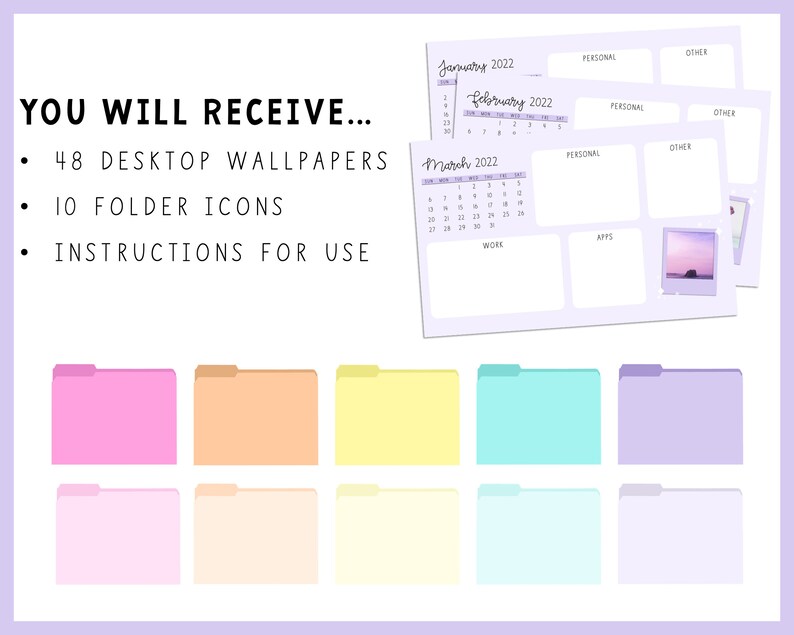 Purple Desktop Wallpaper Organizers 2022 Monthly Calendar Desktop ...