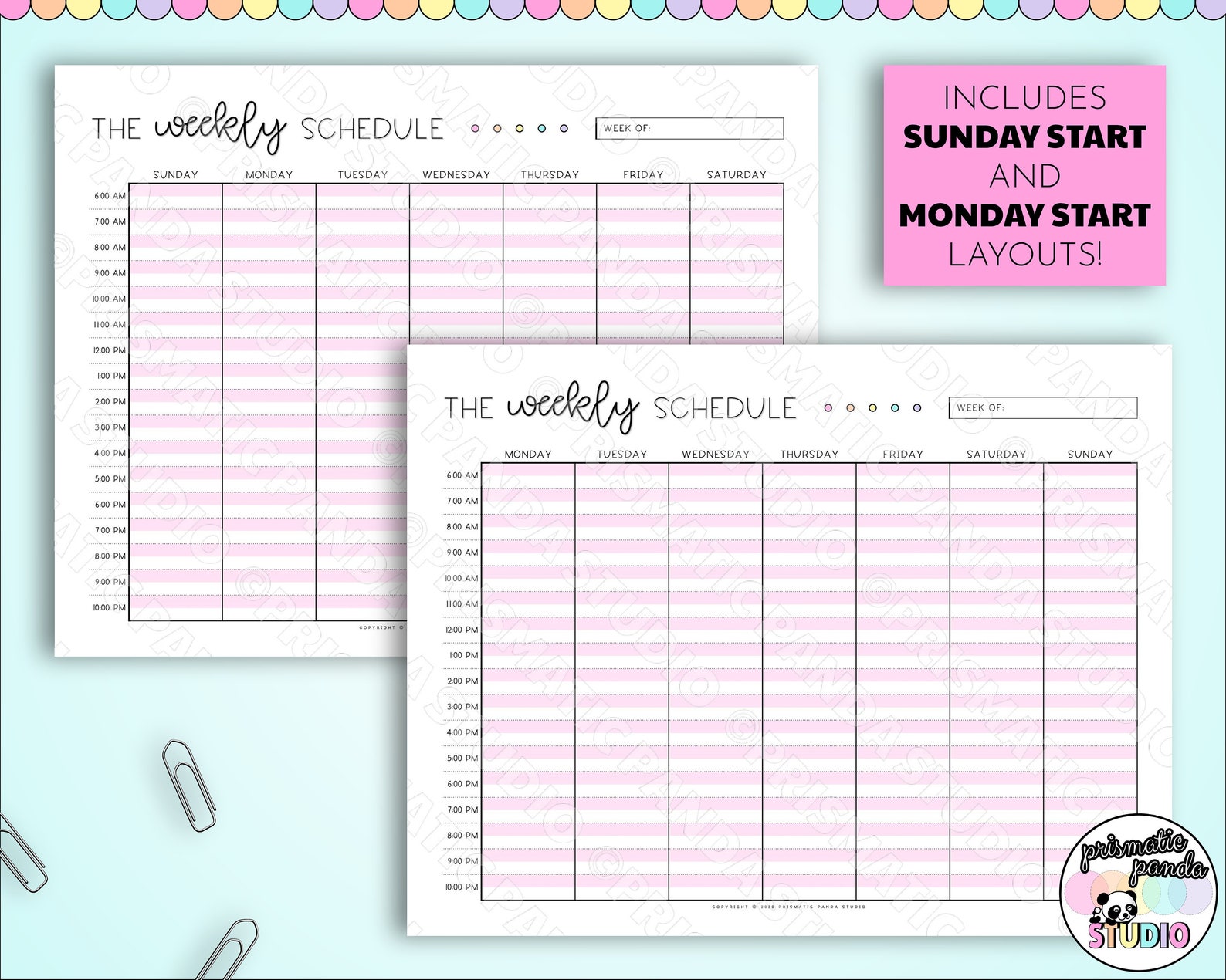 Weekly Planner Printable Pink Class Schedule Template - Etsy