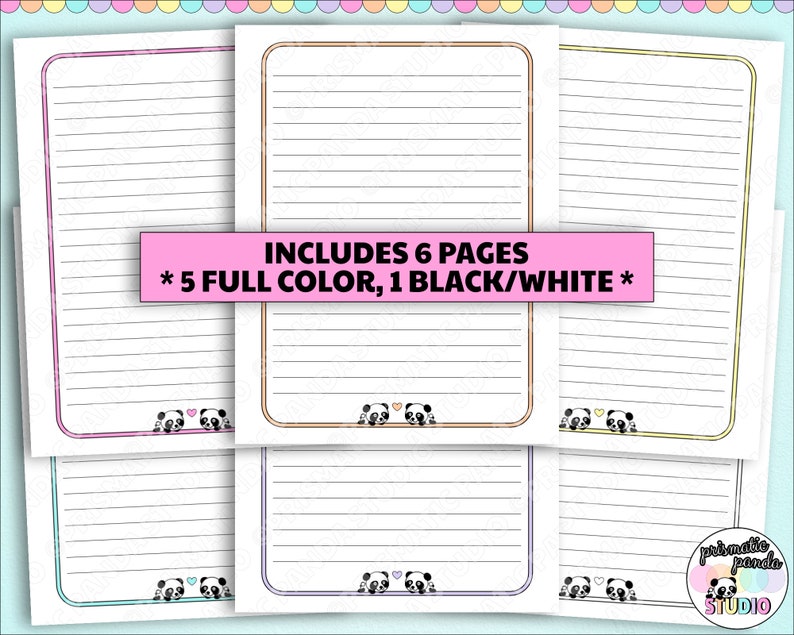 Panda Stationery Printable Cute Writing Paper Feminine - Etsy