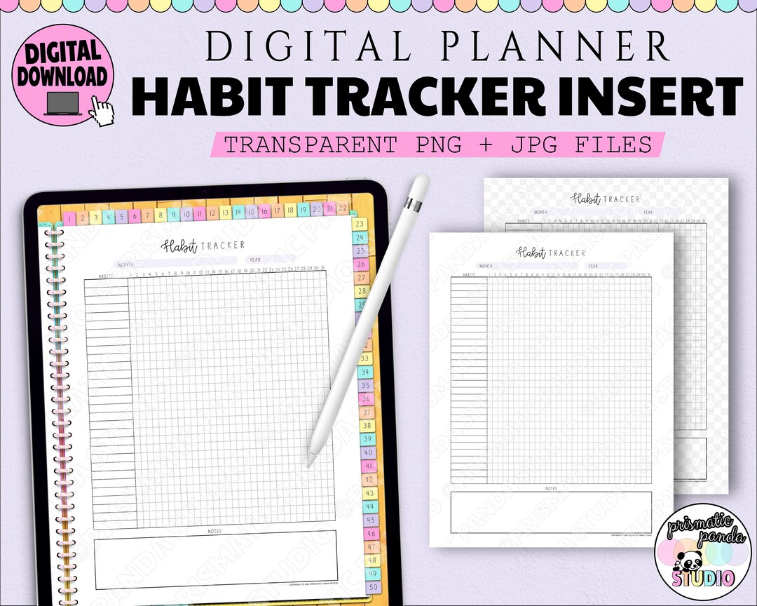 Habit Tracker Digital Planner Insert | Habit Tracker Template | Monthly ...
