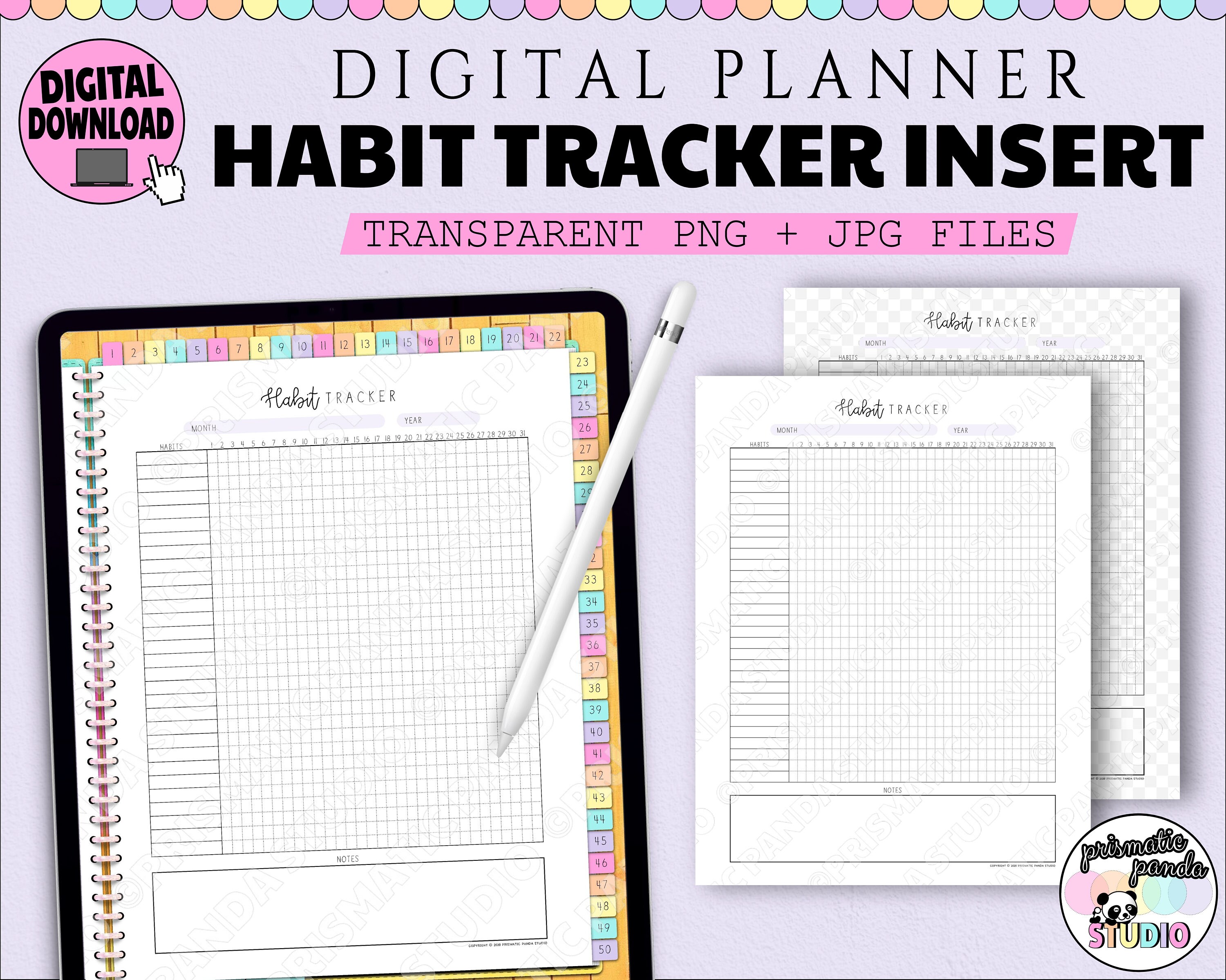 Habit Tracker Digital Planner Insert Habit Tracker Template - Etsy