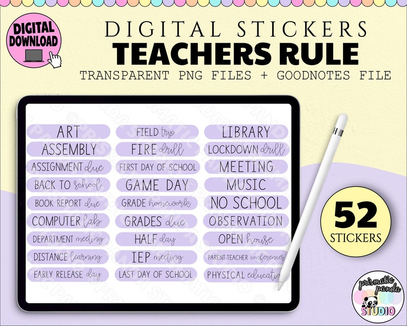 Digital Stickers for Teachers | Goodnotes Sticker Set | Back to School ...