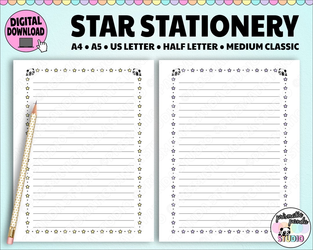 Star Stationery Printable | Fun Writing Paper | Girly Planner Insert ...