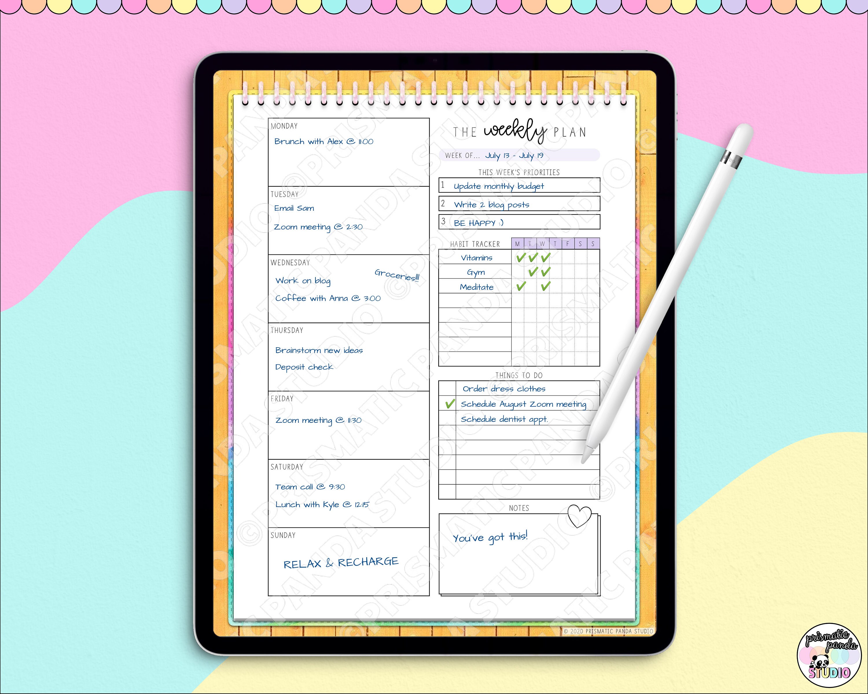Weekly Digital Notepad Monday Start To-do List - Etsy