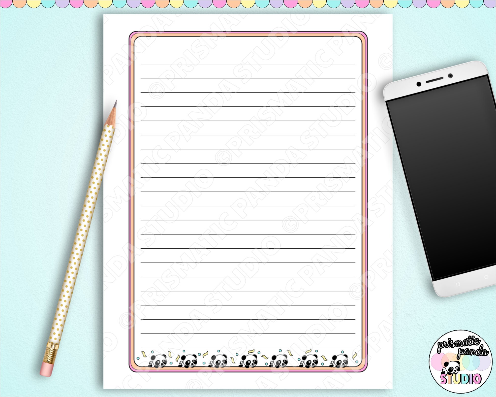 Confetti Stationery Printable Cute Writing Paper Colorful - Etsy