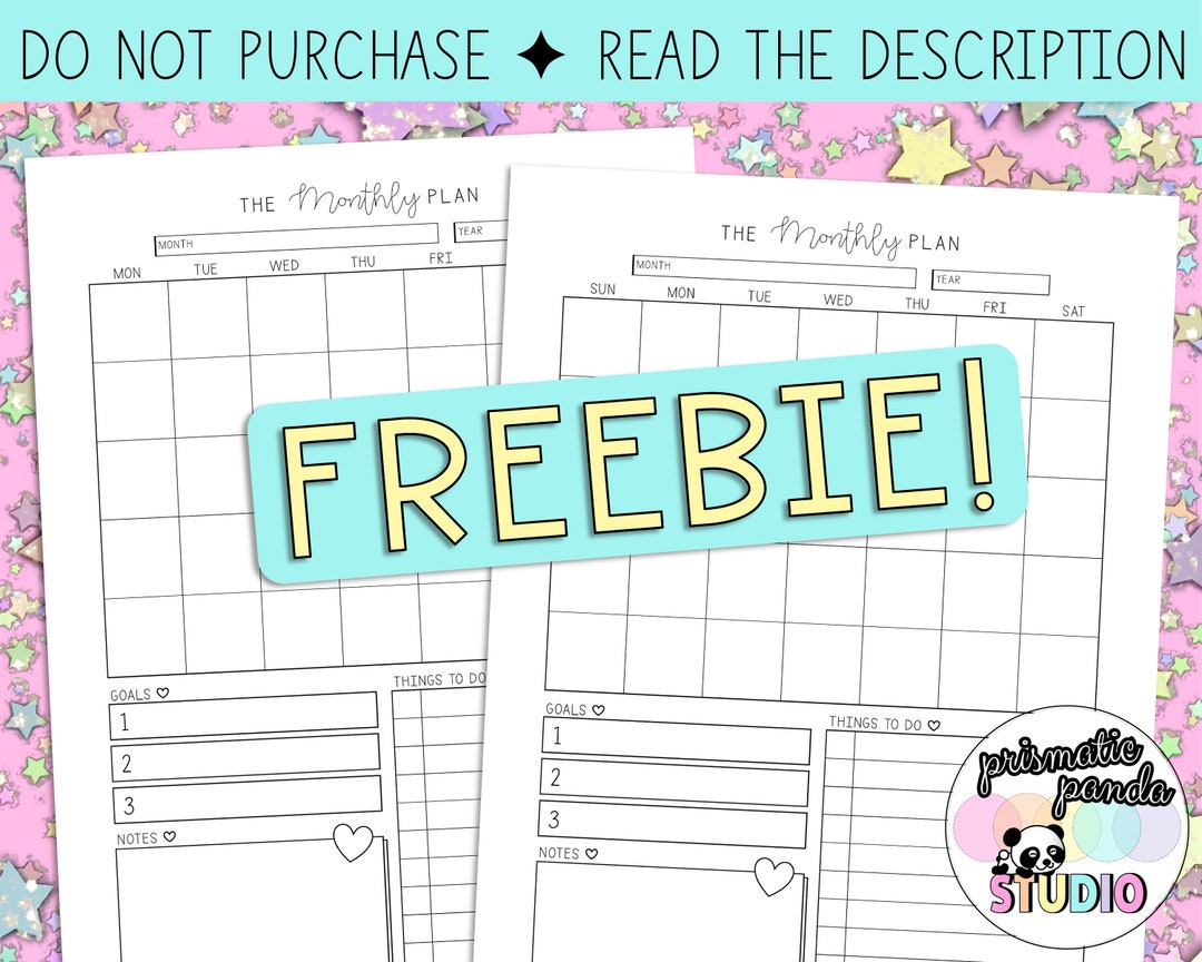 FREEBIE Undated Monthly Planner Printable Monthly Calendar Planner ...