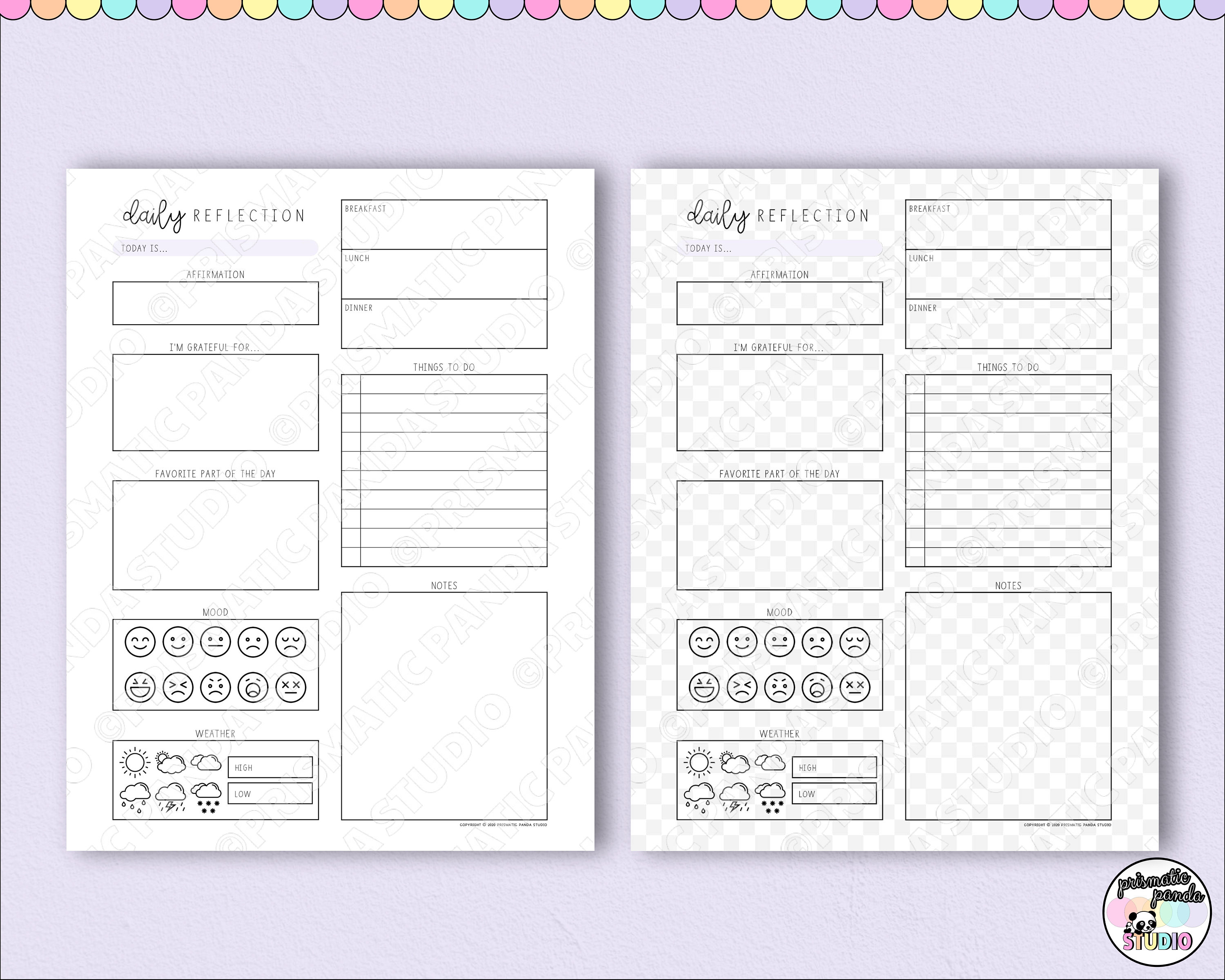 Daily Reflection Digital Planner Insert | Gratitude Journal Template ...