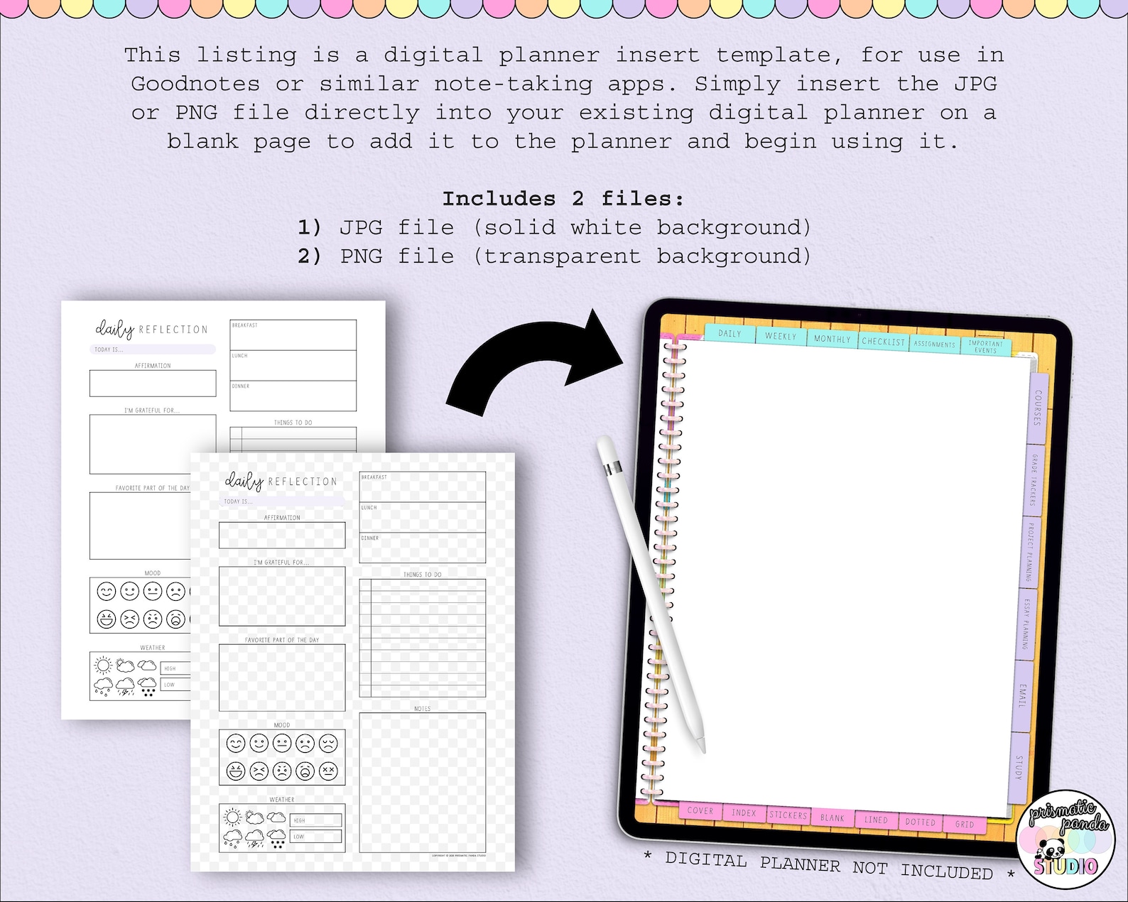 Daily Reflection Digital Planner Insert | Gratitude Journal Template ...