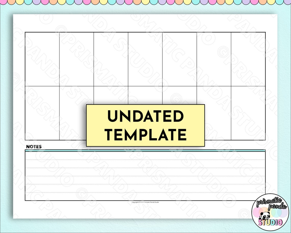 Monthly Calendar Template Undated 2-page Spread Printable - Etsy