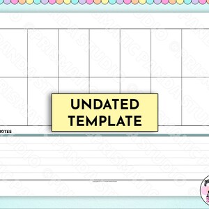Monthly Calendar Template Undated | 2-page Spread | Printable Agenda ...
