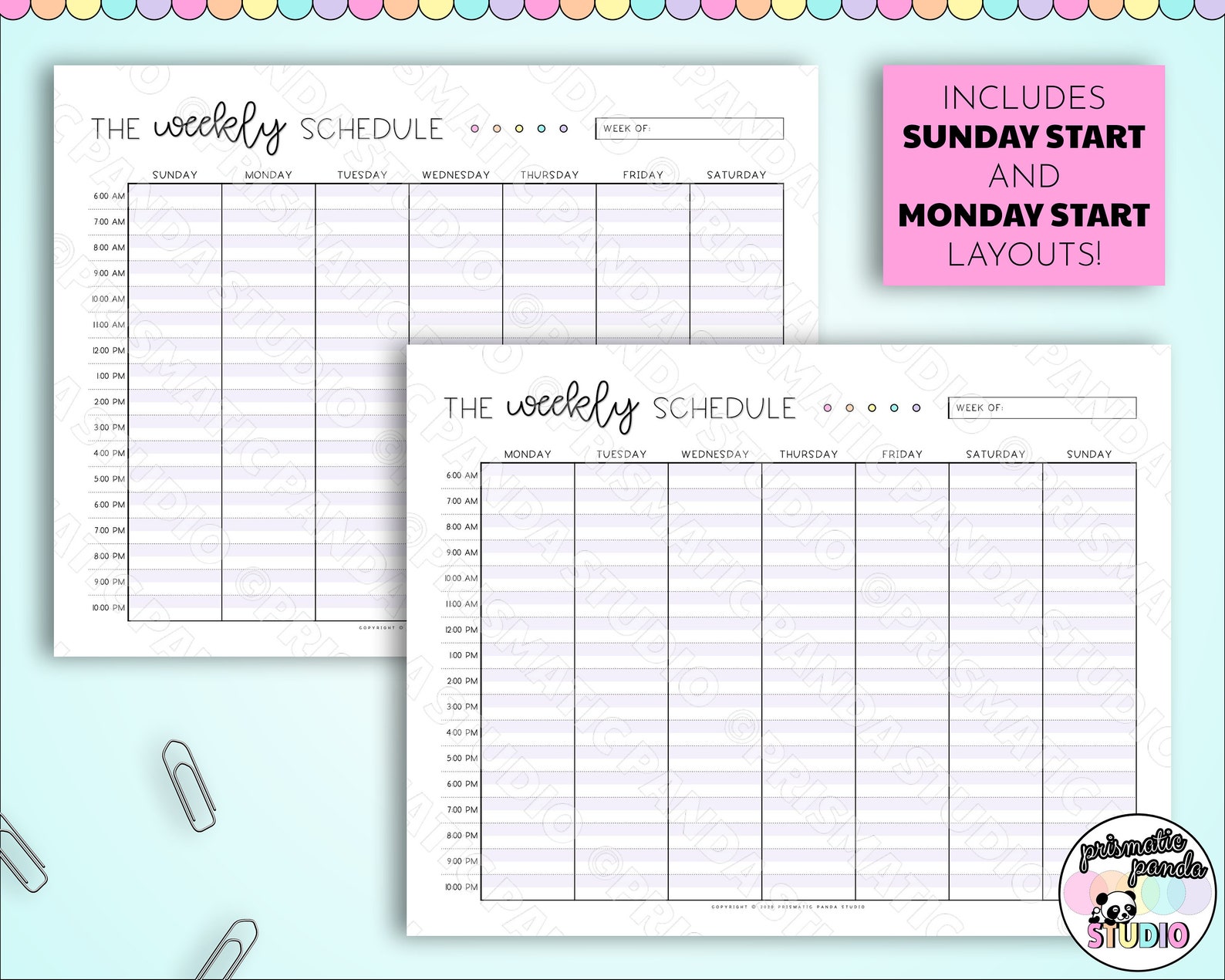 Weekly Schedule Printable Class Schedule Template Weekly Agenda ...