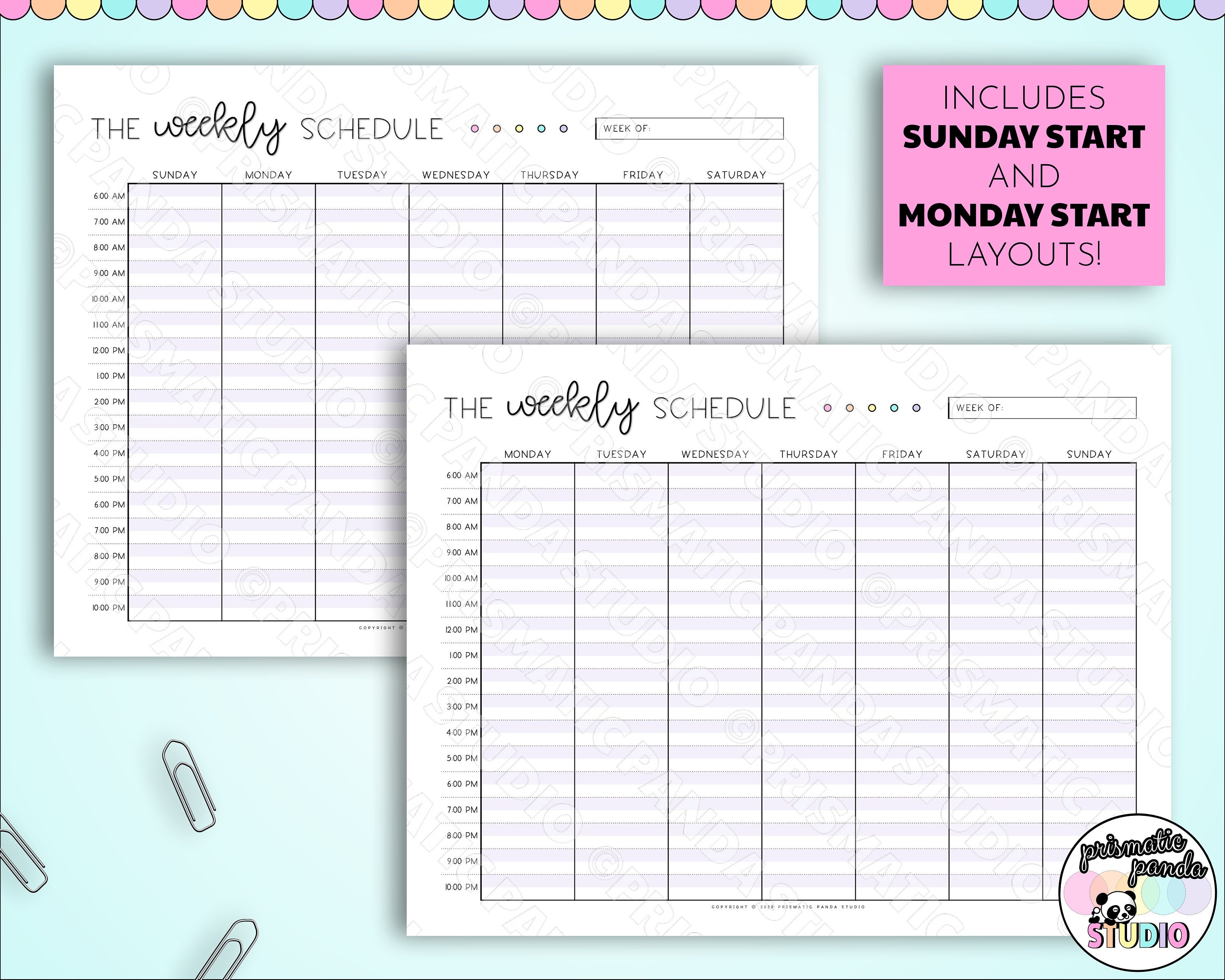 Weekly Schedule Printable Class Schedule Template Weekly Agenda ...