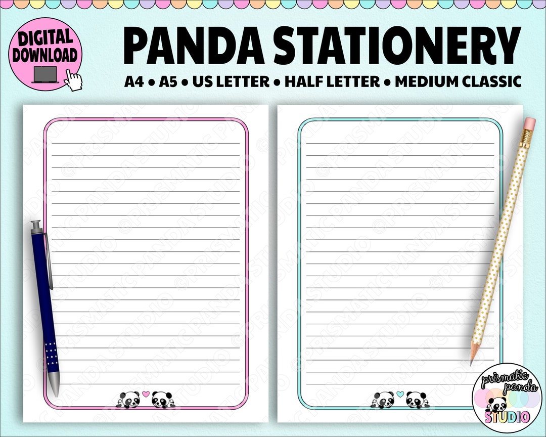 Panda Stationery Printable | Cute Writing Paper | Feminine Planner ...