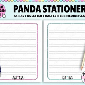 Panda Stationery Printable | Cute Writing Paper | Feminine Planner ...