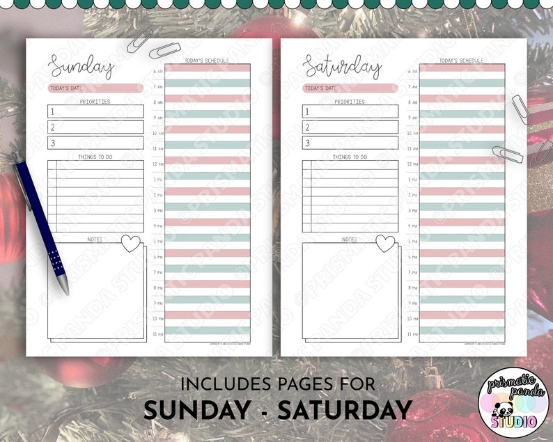 Daily Planner Printable Christmas Hourly Daily Schedule - Etsy