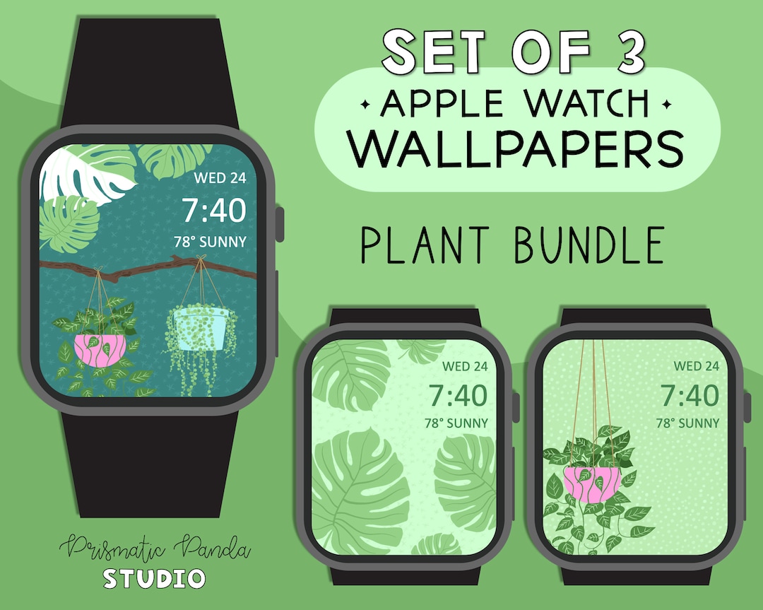 Set of 3 Apple Watch Faces | Plant Bundle Backgrounds | Tropical ...