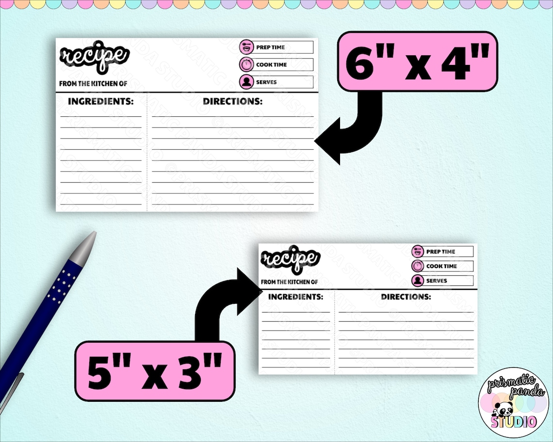 Cute Recipe Cards Printable Recipe Templates Colorful - Etsy