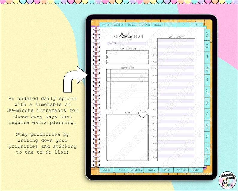 Undated Digital Planner Monday Start iPad Planner Goodnotes Planner ...