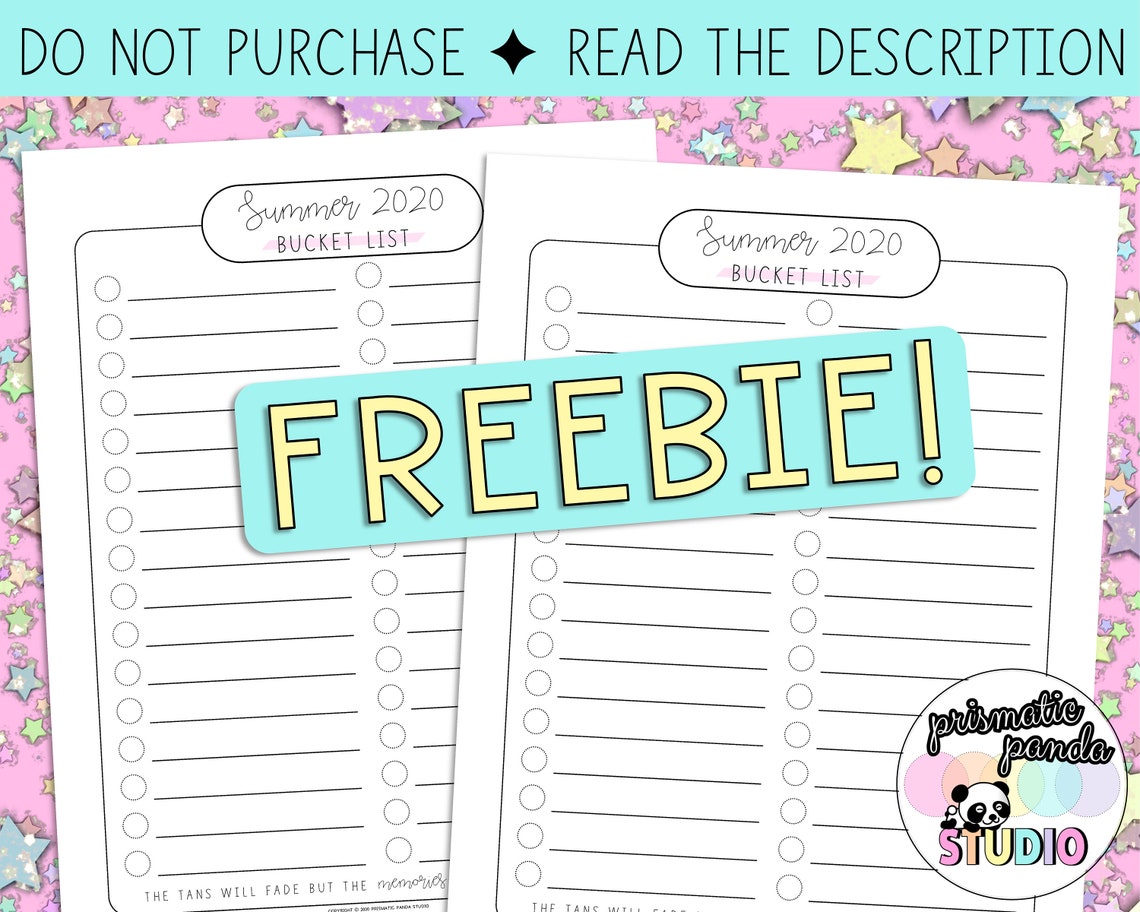 FREEBIE Summer Bucket List Printable Summer 2020 Planner | Etsy