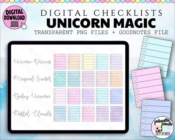 Unicorn Magic Digital Checklists Digital To-Do Lists | Etsy