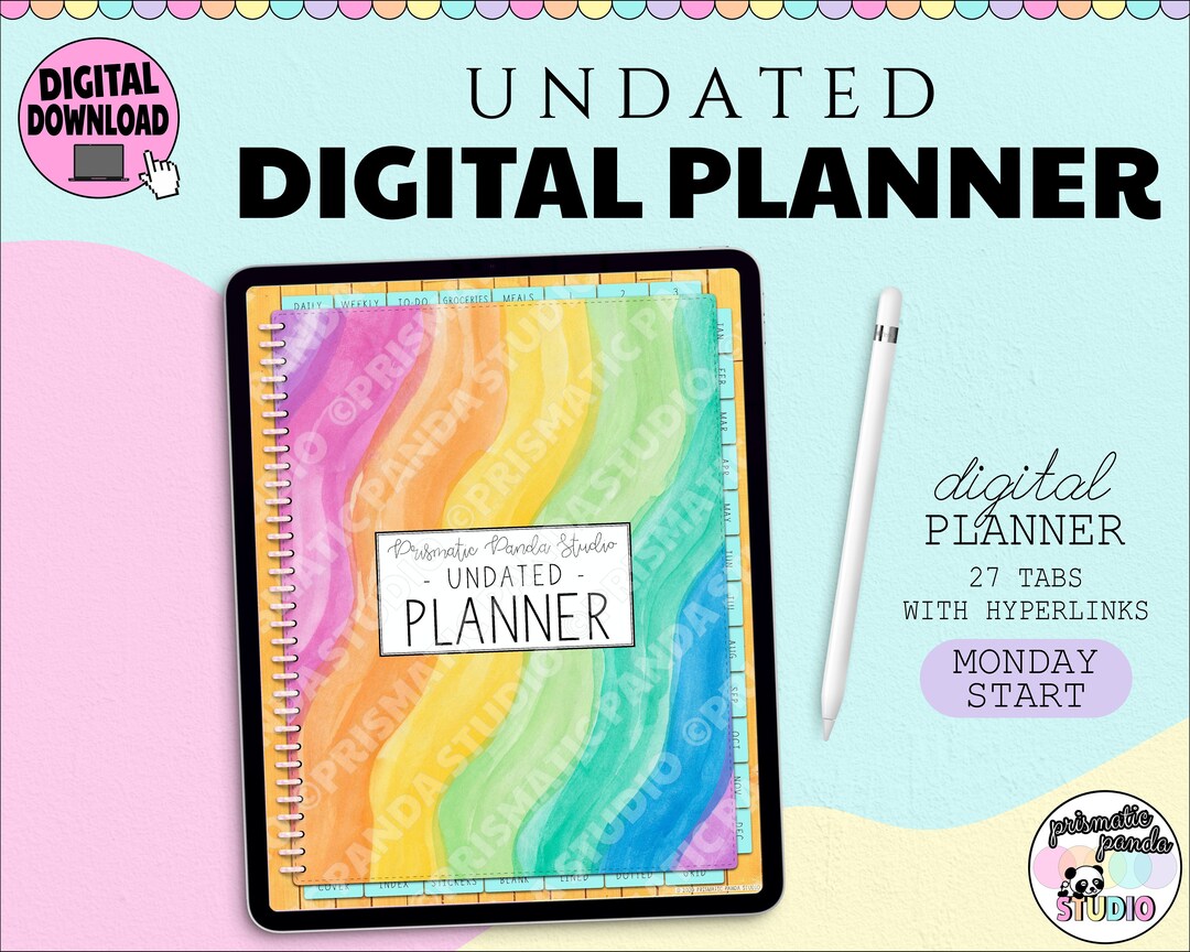 Undated Digital Planner | Monday Start iPad Planner | Goodnotes Planner ...