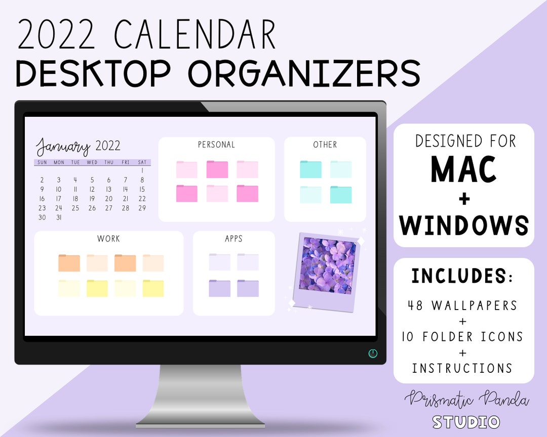 Purple Desktop Wallpaper Organizers | 2022 Monthly Calendar Desktop ...