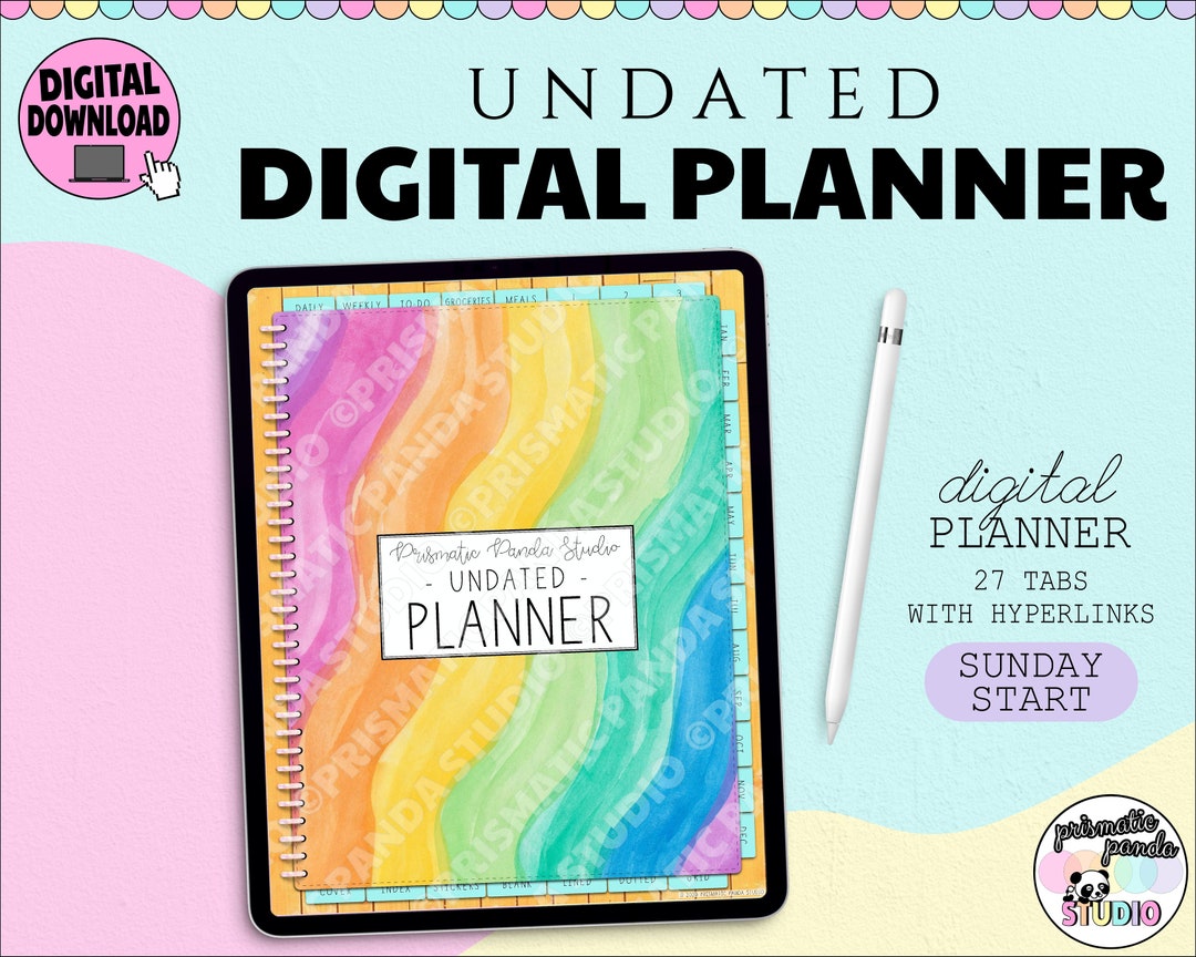 Undated Digital Planner | Goodnotes Planner Undated | Sunday Start iPad ...