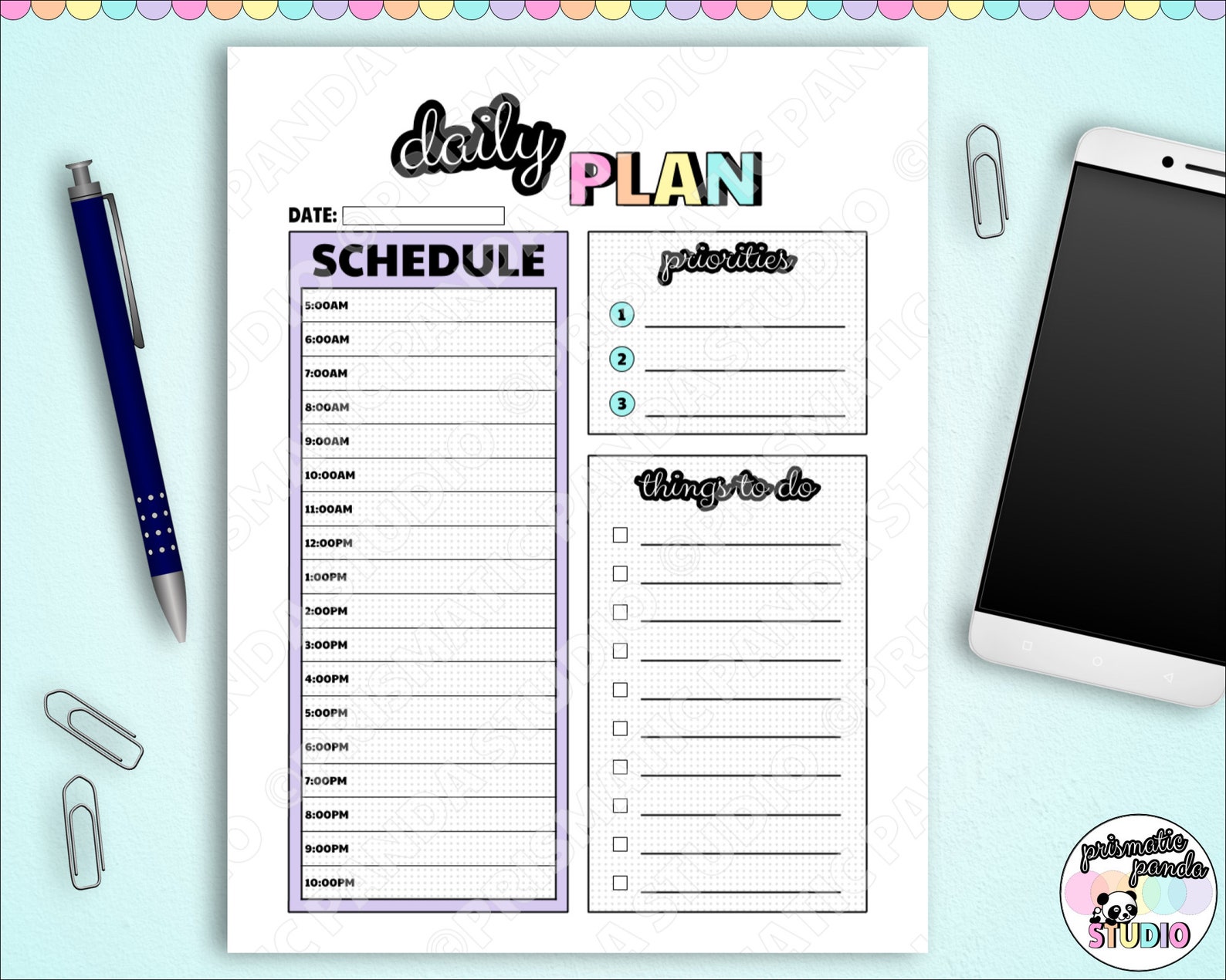 Simple Daily Planner Printable Planner Insert Single Day - Etsy