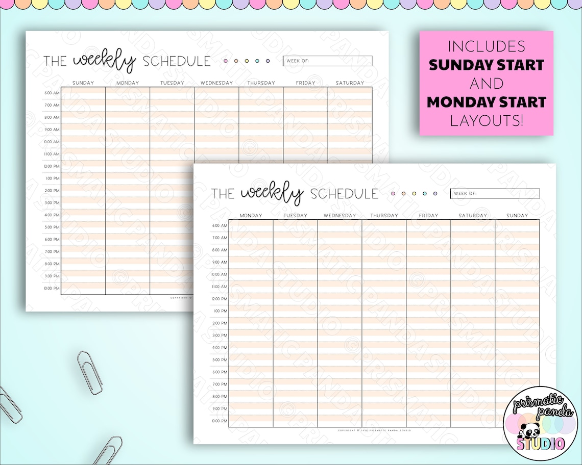 Weekly Planner Printable Orange Class Schedule Template - Etsy Hong Kong
