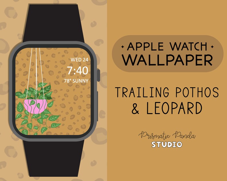 Apple Watch Face Trailing Pothos and Leopard Print Houseplant Watch ...
