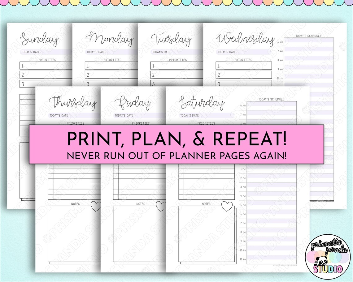 Daily Planner Printable 30-minute Daily Agenda Hourly - Etsy