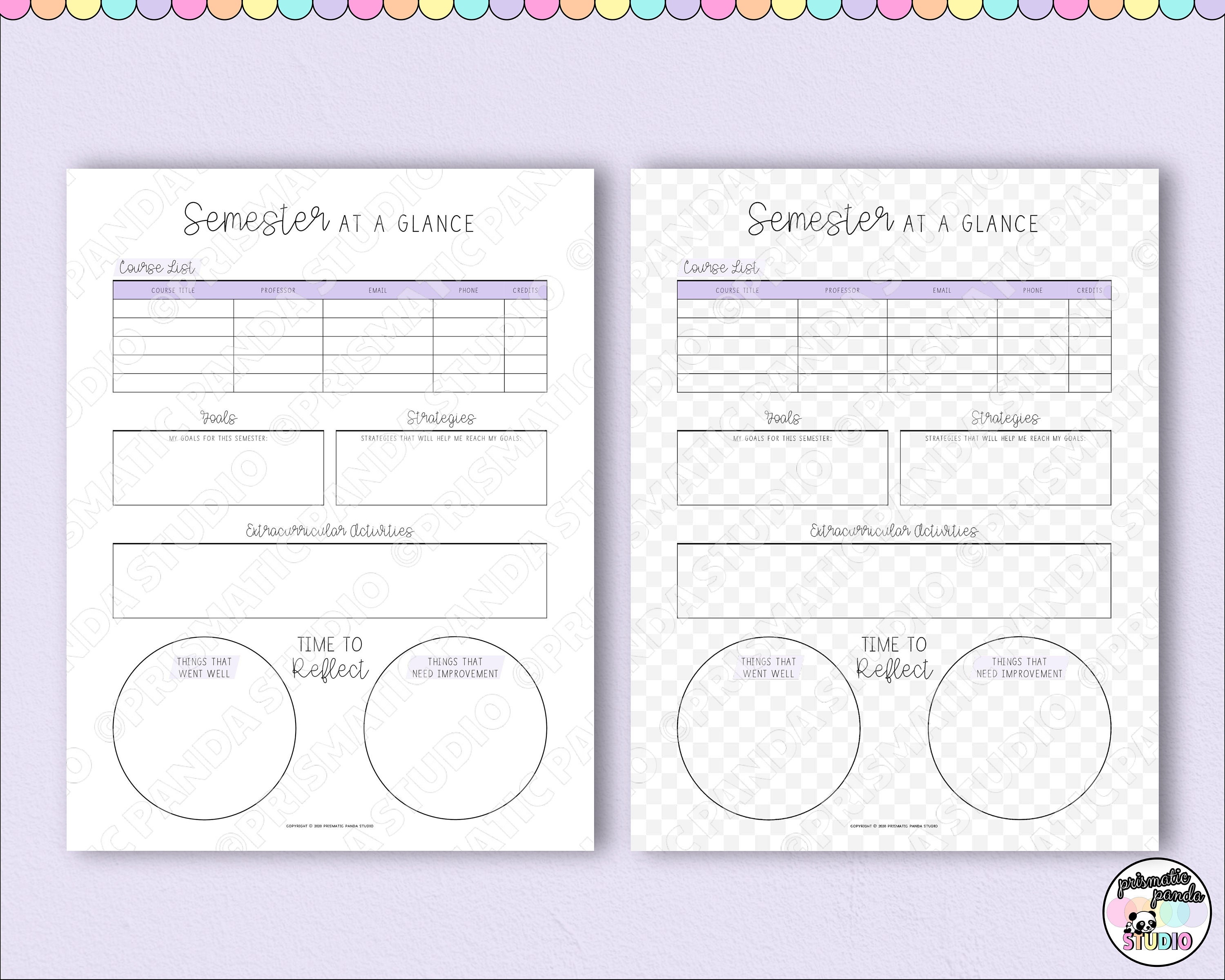 Semester at a Glance Digital Planner Academic Insert Digital Student ...