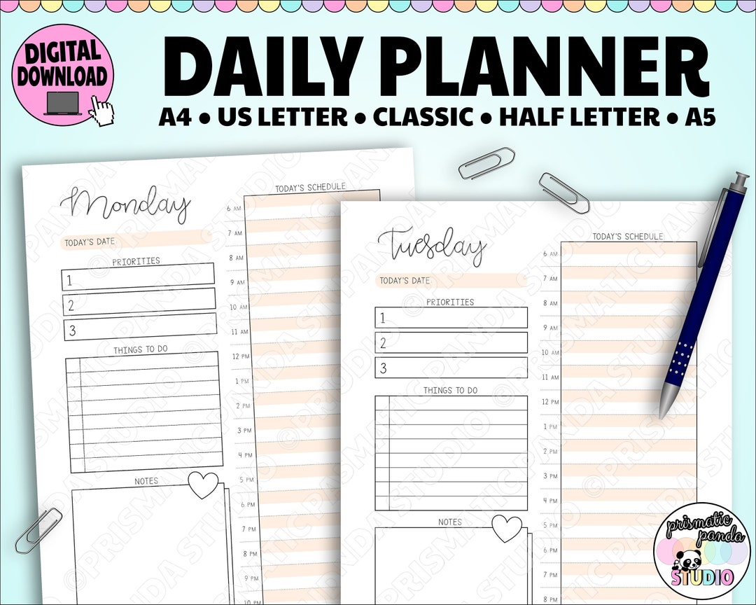 Daily Planner Printable, Orange | Hourly Daily Schedule | Printable ...