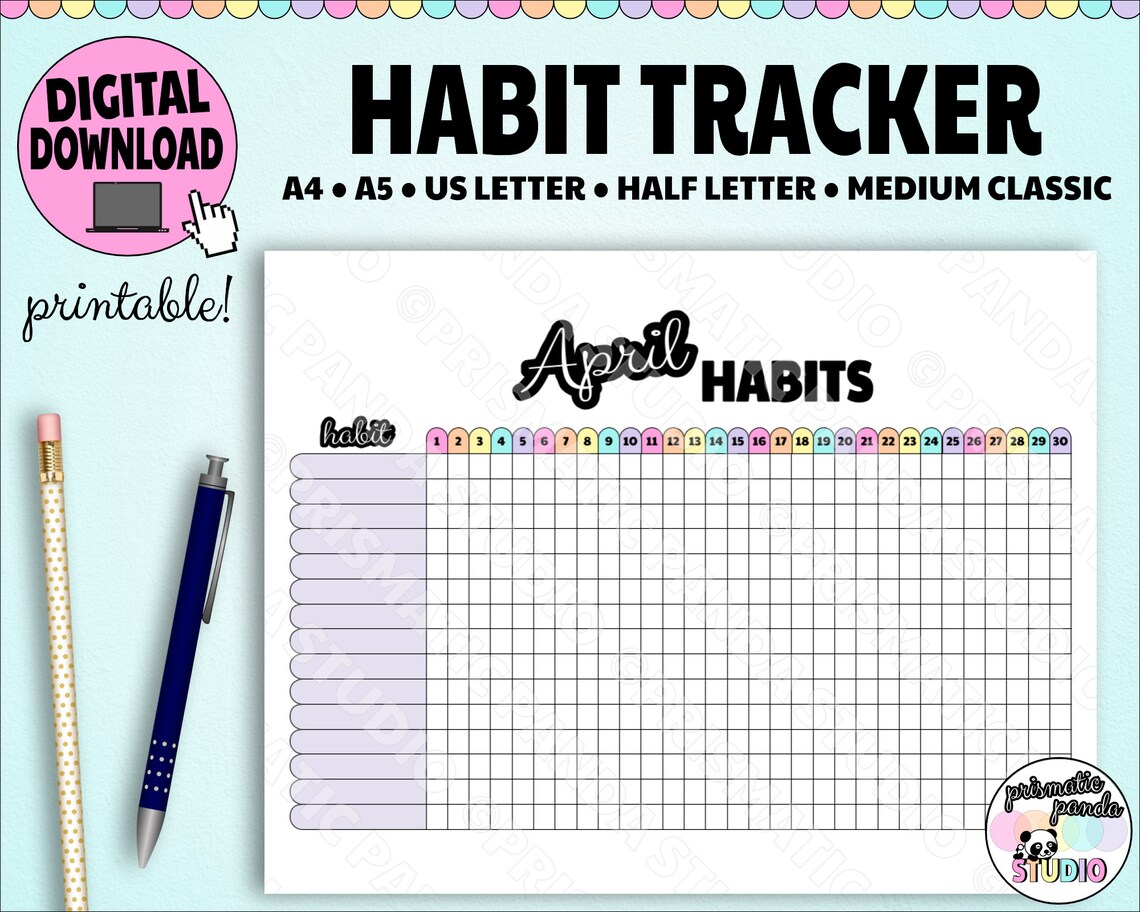 Habit Tracker Monthly Challenge Log Printable Planner | Etsy