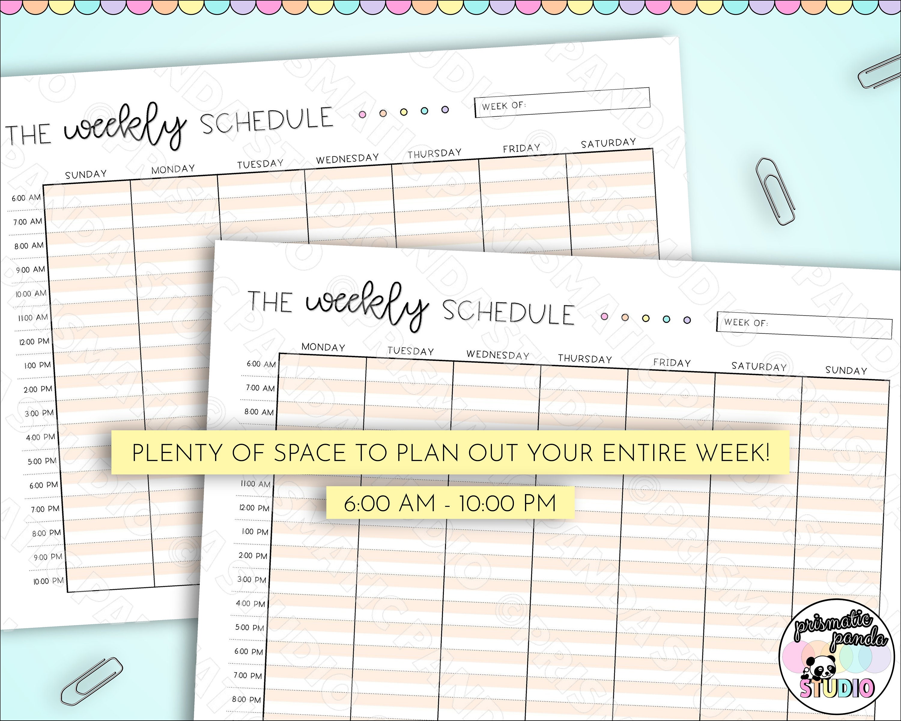 Weekly Planner Printable, Orange | Class Schedule Template | Weekly ...