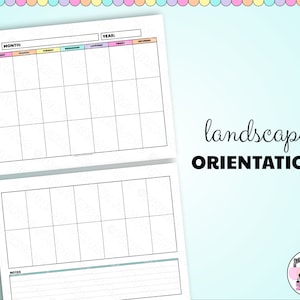 Monthly Calendar Template Undated | 2-page Spread | Printable Agenda ...