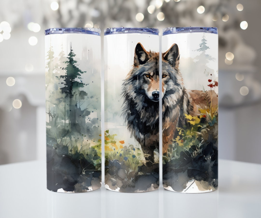 Wolf Animal Skinny 20oz Metal Tumblers, Wolf Tumbler, Tumbler Cup Gifts ...