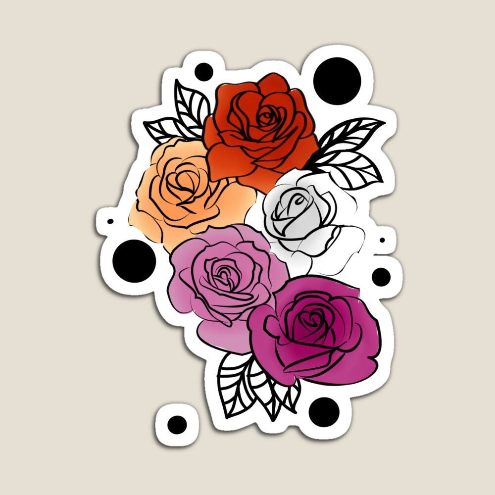 Lesbian Pride Sticker Flower Stickers Wlw Stickers Pride Etsy