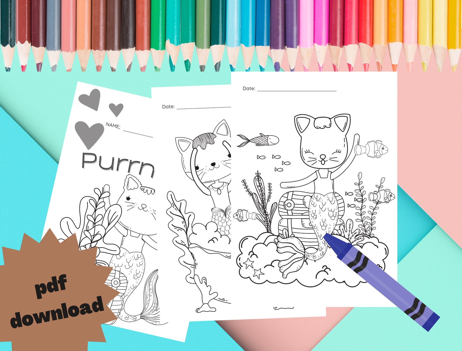 Purrmaid Coloring Pages, Kids Colouring Pages , Colouring Pages, Kids ...
