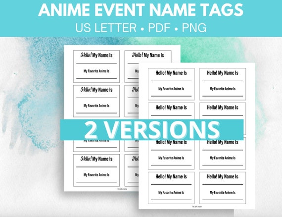 Anime Name Tag Event Template Badges Hello My Name Is - Etsy