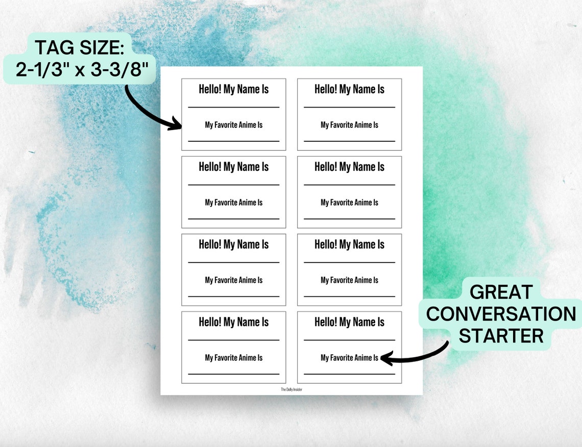 Anime Name Tag Event Template Badges Hello My Name Is - Etsy